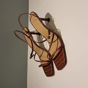Ann Taylor | Shoes | Ann Taylor Size 1 Brown Croc Embossed Strappy ...
